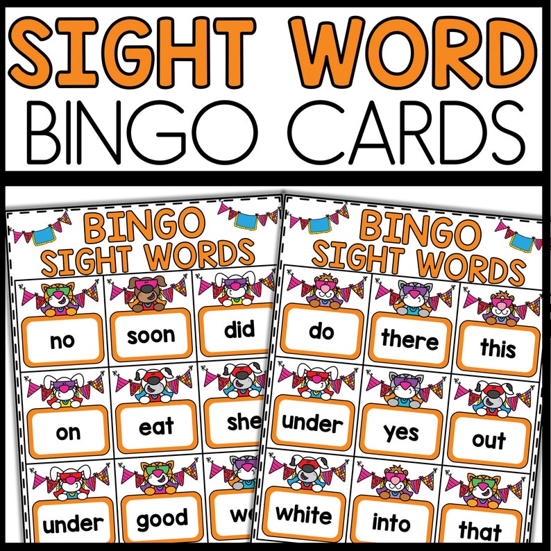 Sight Words Bingo Game Cards, Kindergarten Sight Words - Etsy