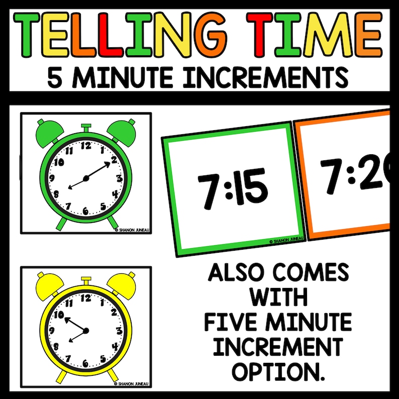 Telling Time Matching Game, Telling Time to the Hour and Half Hour ...