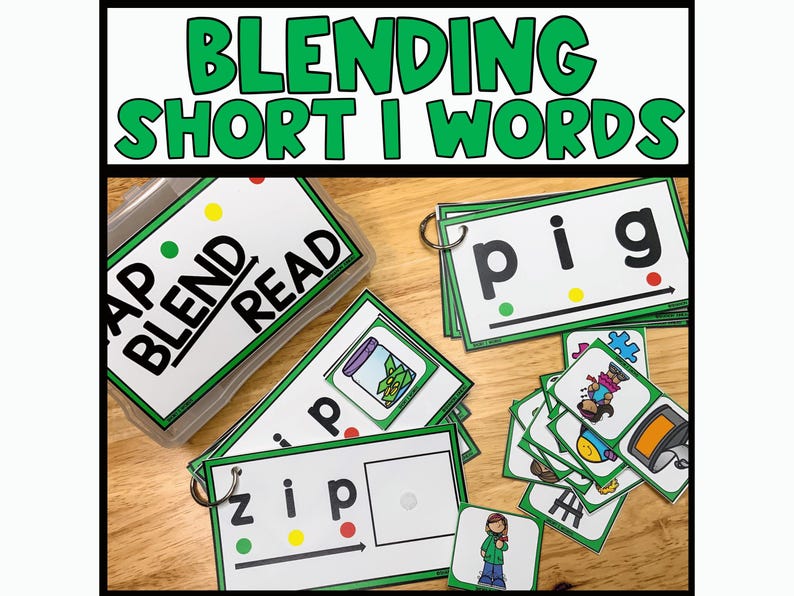 Short I CVC Word Flashcards: Phonics Literacy Center (digital Download ...