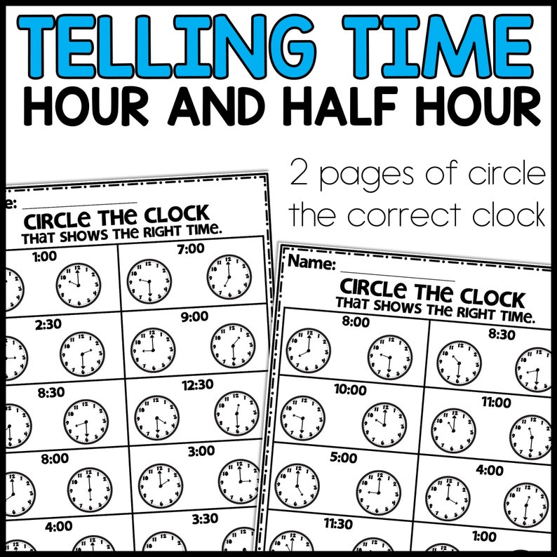 Telling Time Worksheets, Printable Activity Book, Homeschool Activities ...