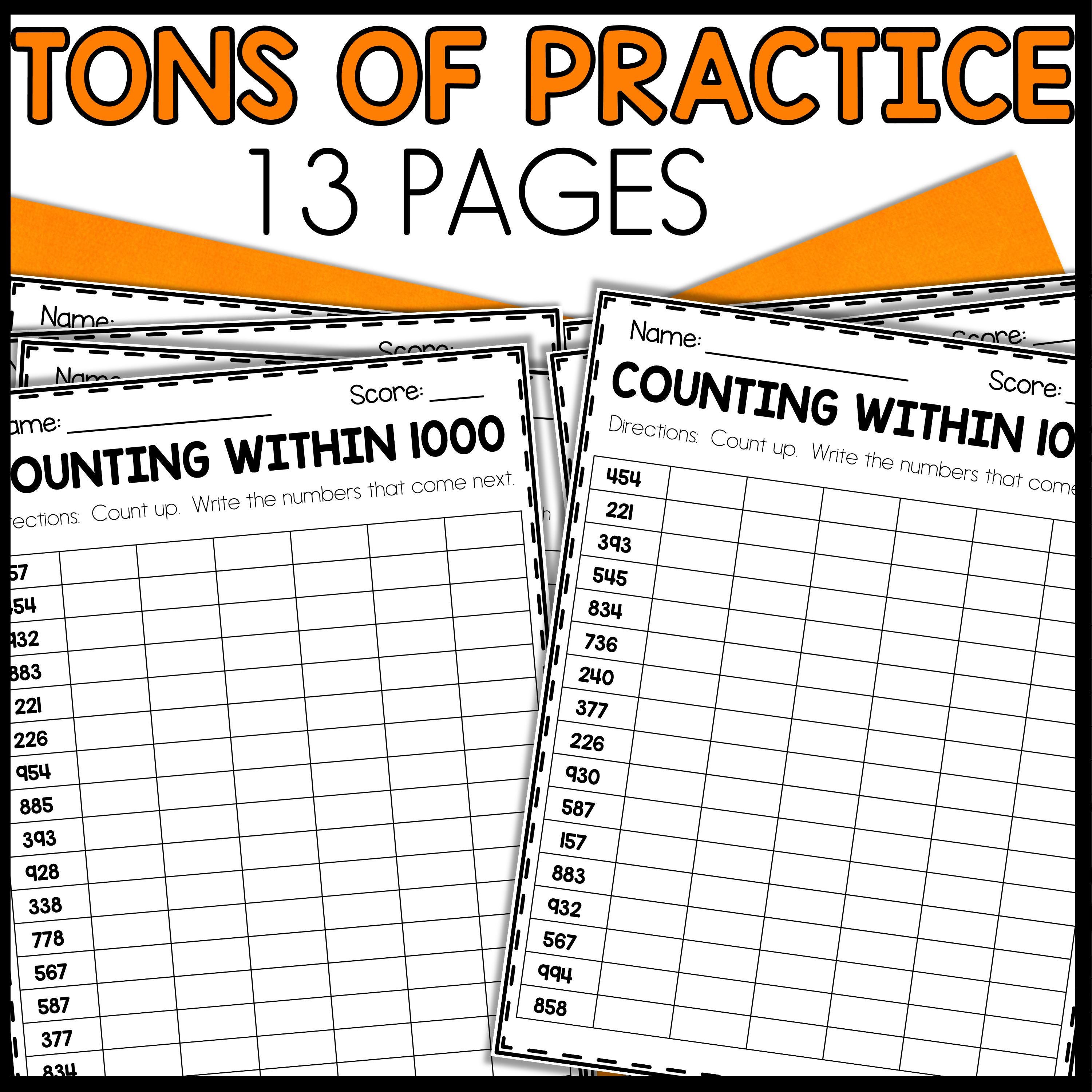 Skip Counting to 1000 Worksheets, Printable Activity Book, Homeschool ...