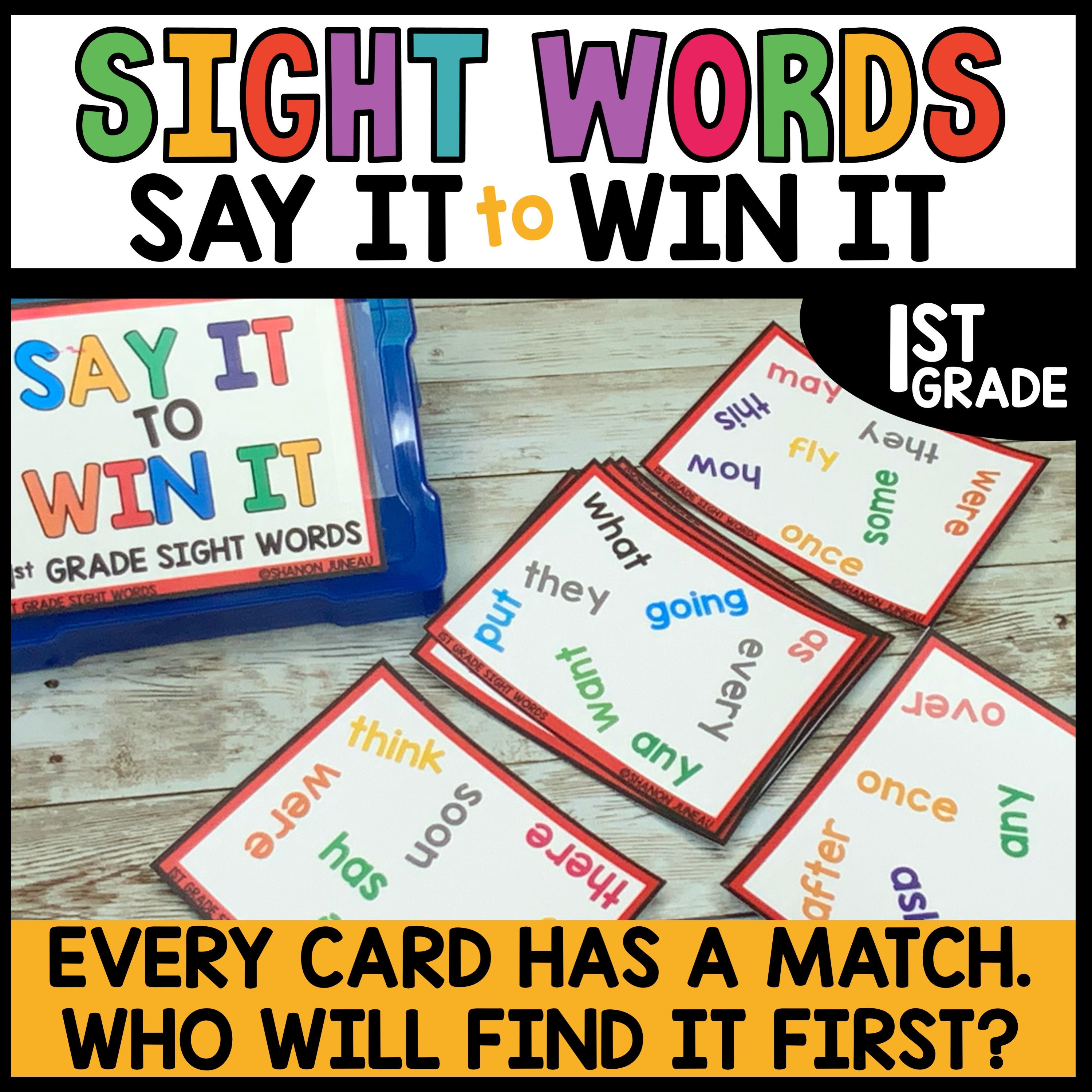 Sight Words Game, Matching Card Set, Family Game Night (digital File ...