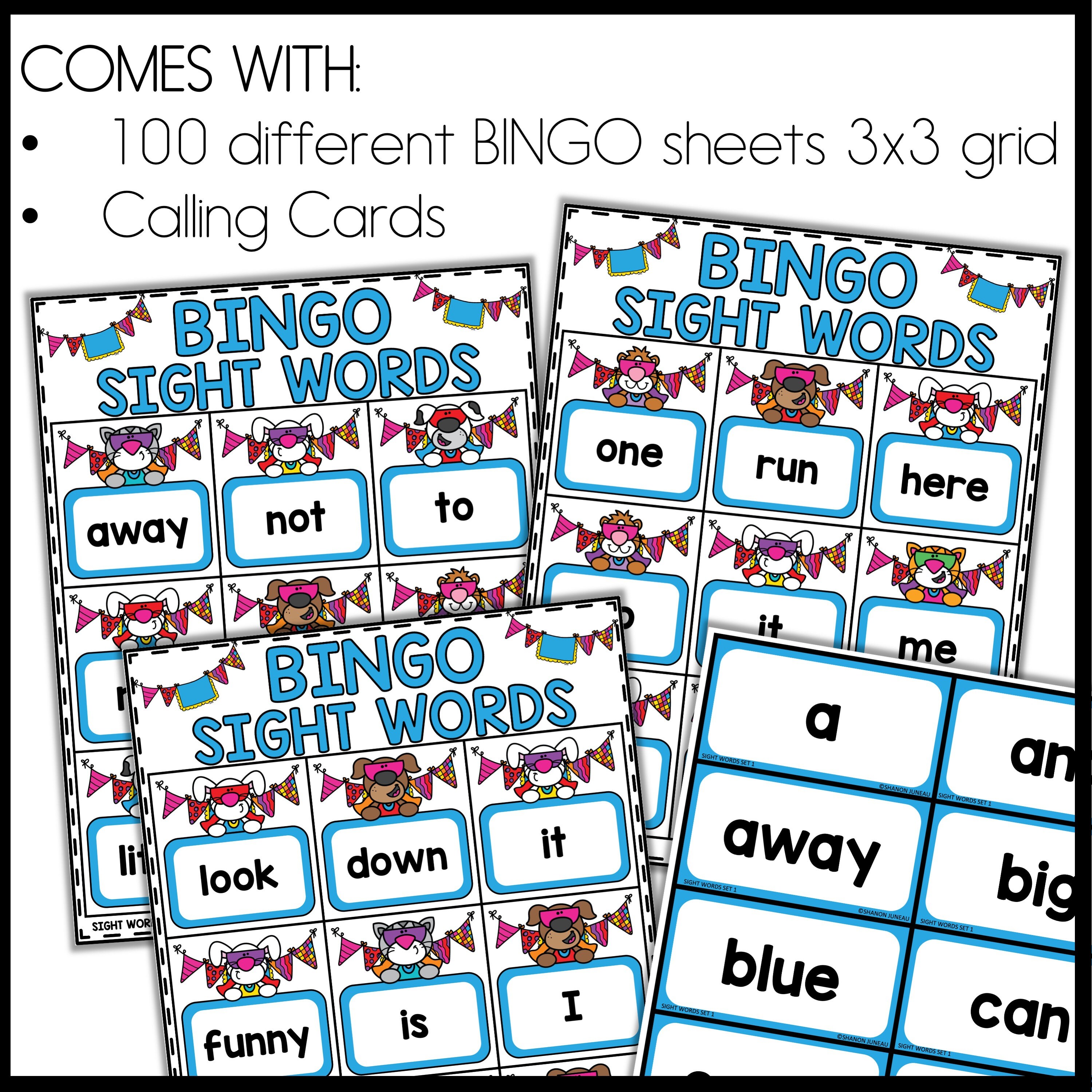 Sight Words Bingo Game Cards, Pre-k and Kindergarten Sight Words - Etsy