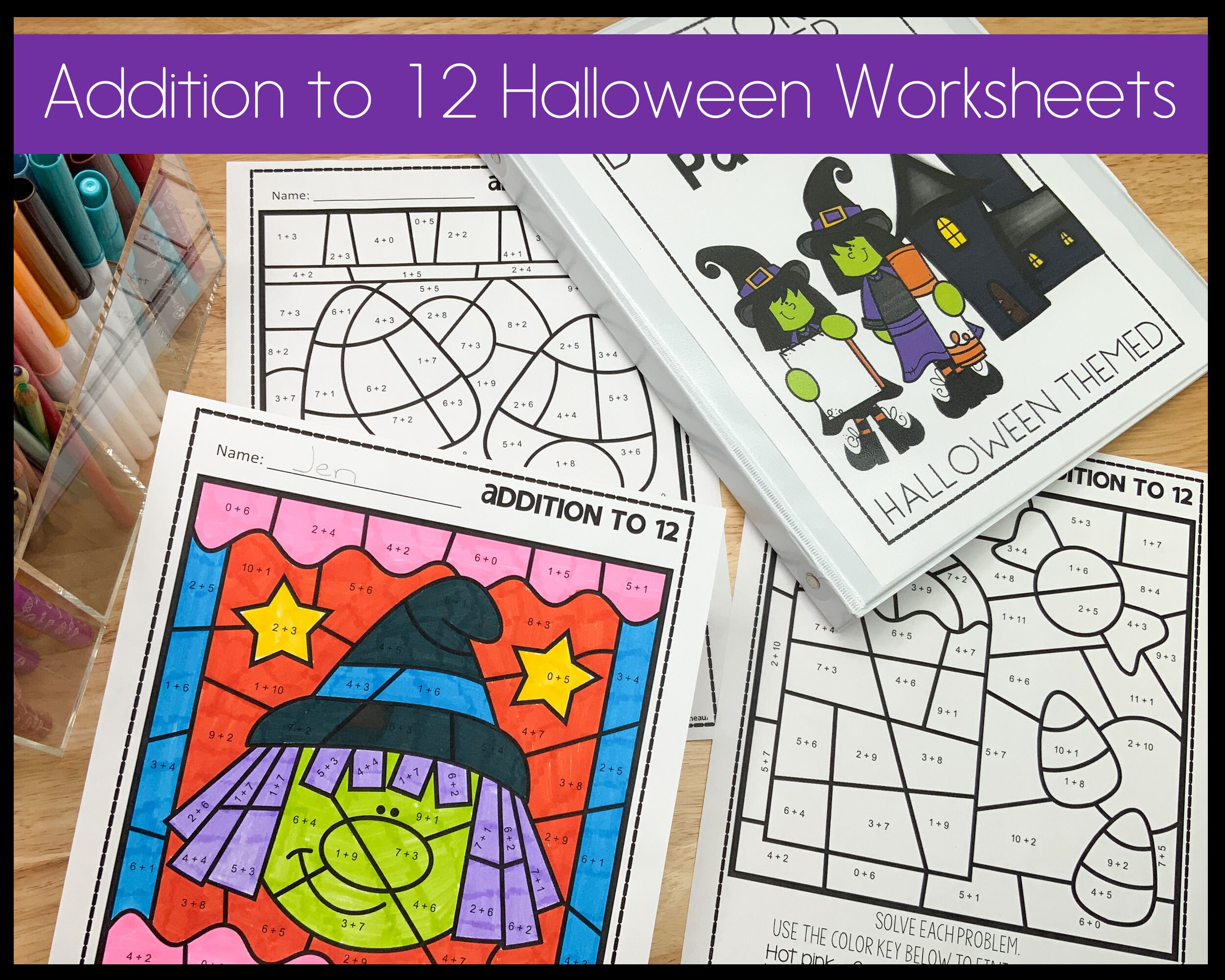 Halloween Addition to 12 Color by Number Worksheets Color by - Etsy