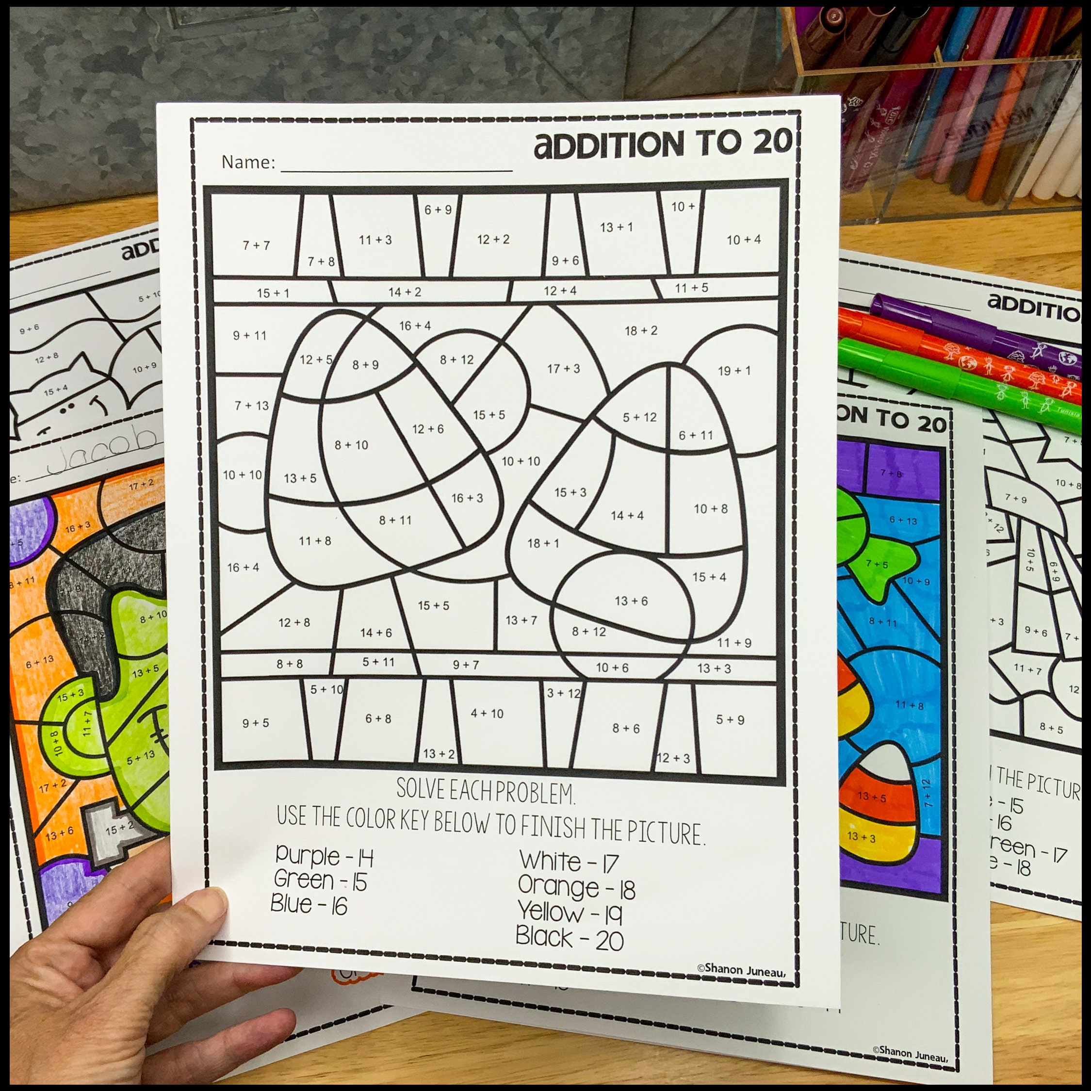 Halloween Addition to 20 Color by Number Worksheets, Color by Code ...