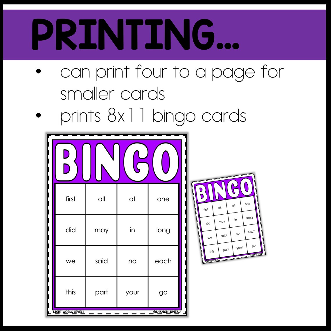 Sight Word Bingo Game Cards, 1st Grade Sight Words - Etsy
