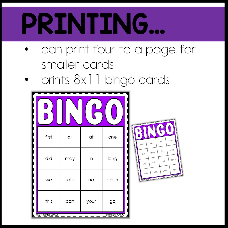 Sight Word Bingo Game Cards, 1st Grade Sight Words - Etsy