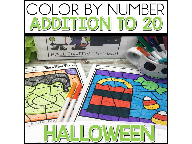 Halloween Addition to 20 Color by Number Worksheets, Color by Code ...
