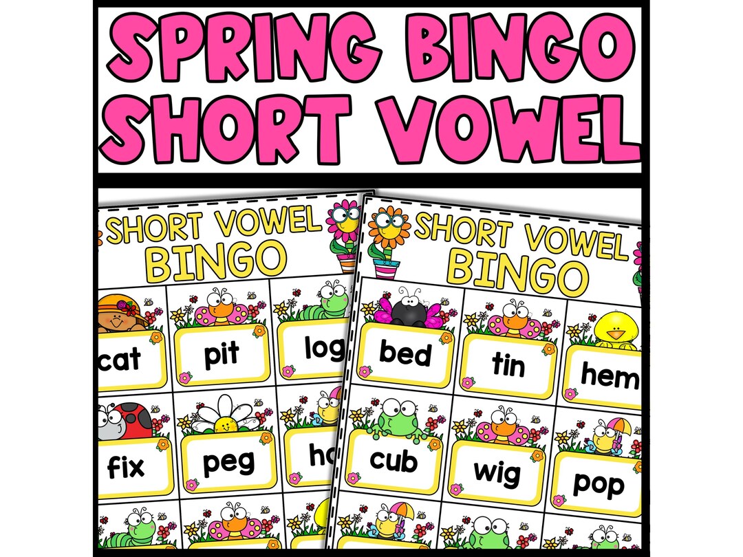 Spring Short Vowel Words Bingo Game Cards, CVC Bingo Game Cards - Etsy
