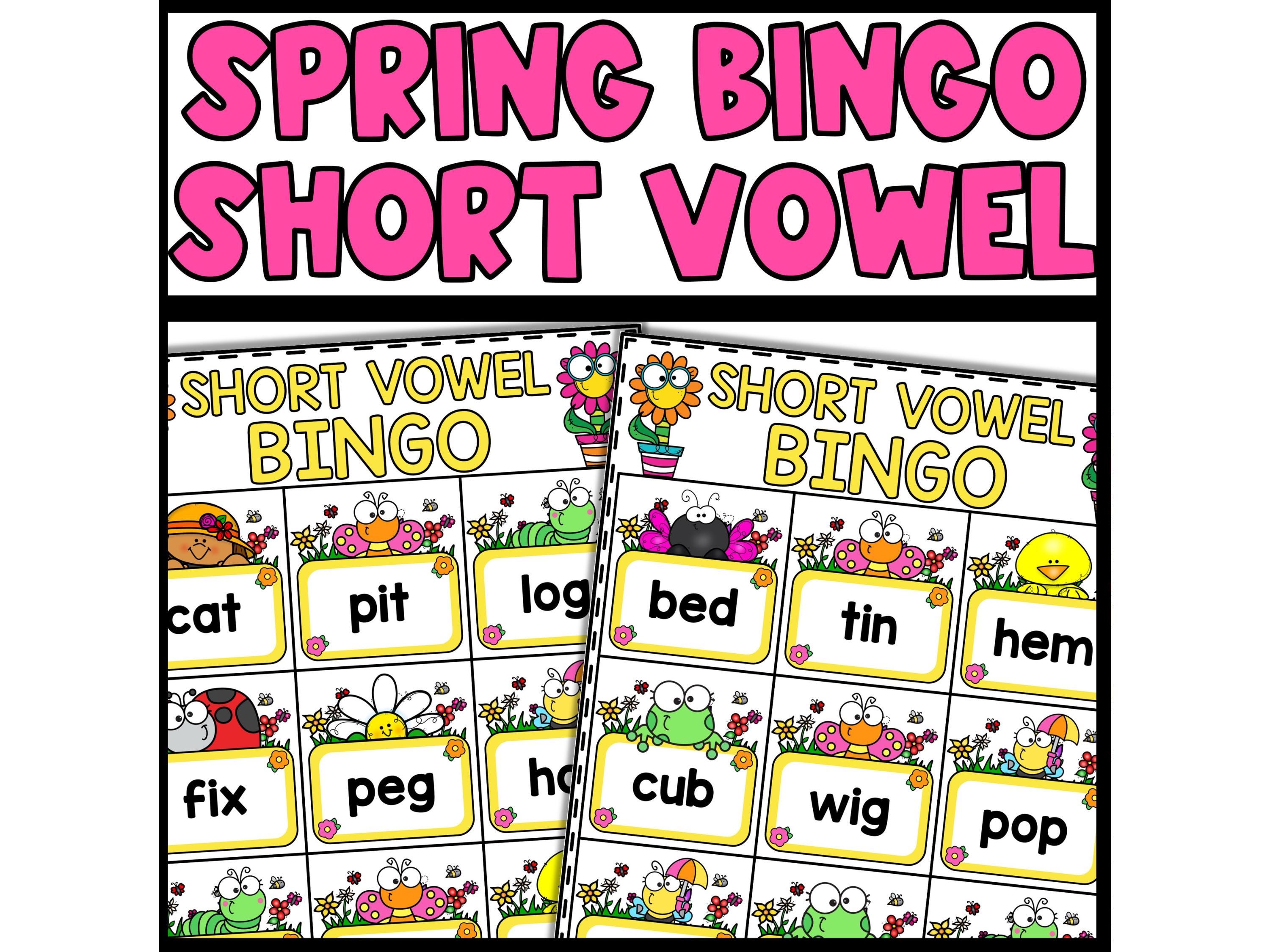 Spring Short Vowel Words Bingo Game Cards, CVC Bingo Game Cards - Etsy
