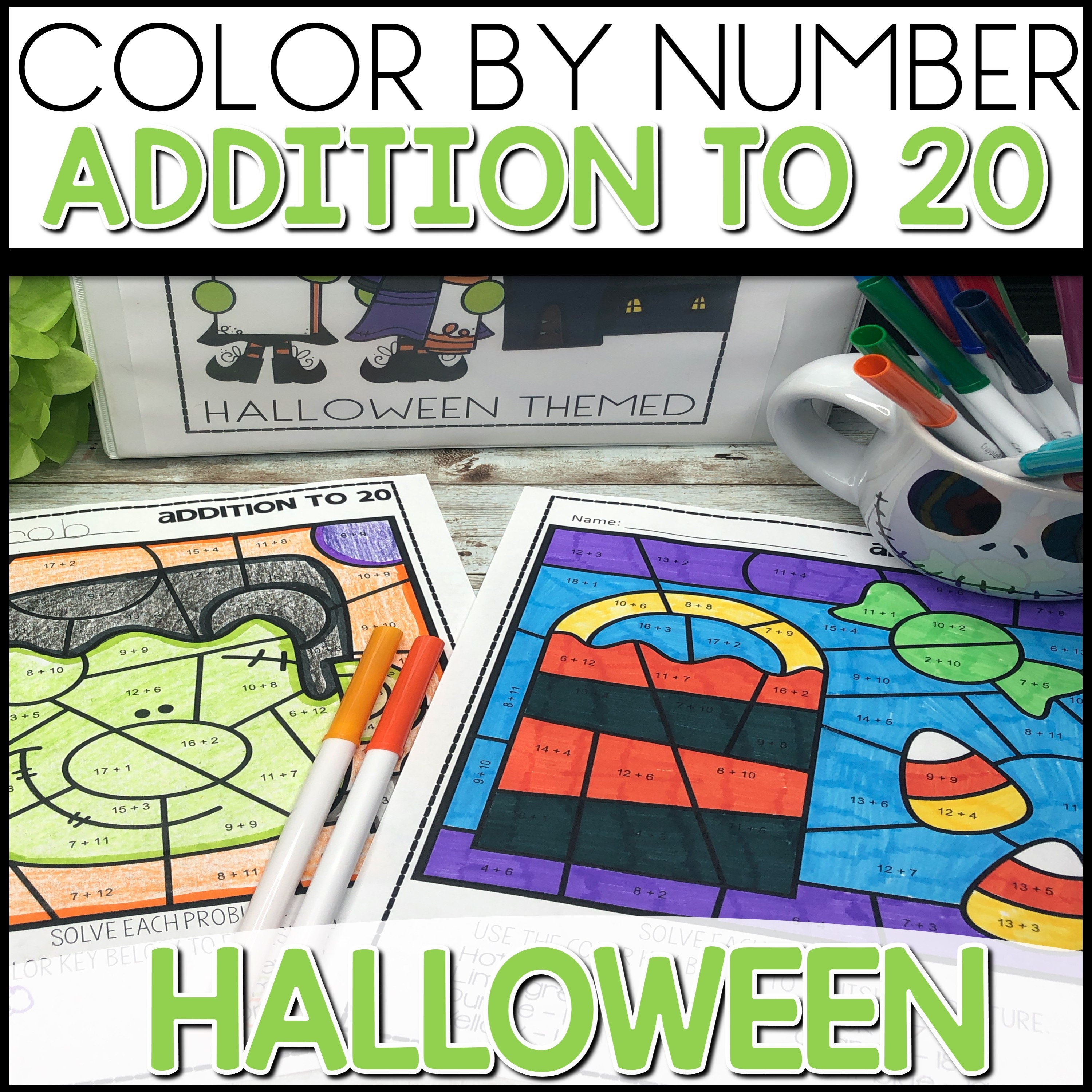 Halloween Addition to 20 Color by Number Worksheets, Color by Code ...