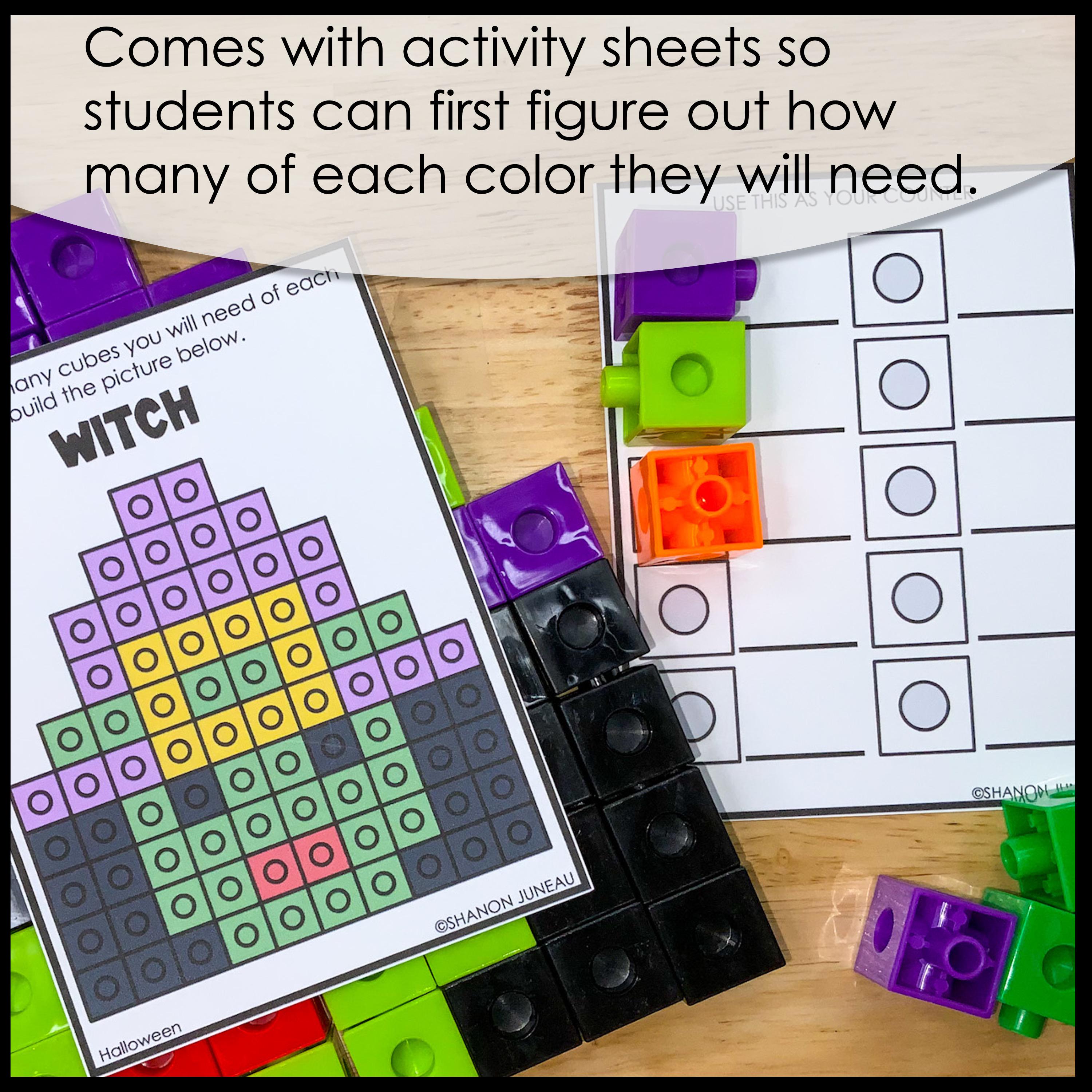 Halloween Snap Cubes Task Cards Fine Motor Skills Kindergarten - 1st ...