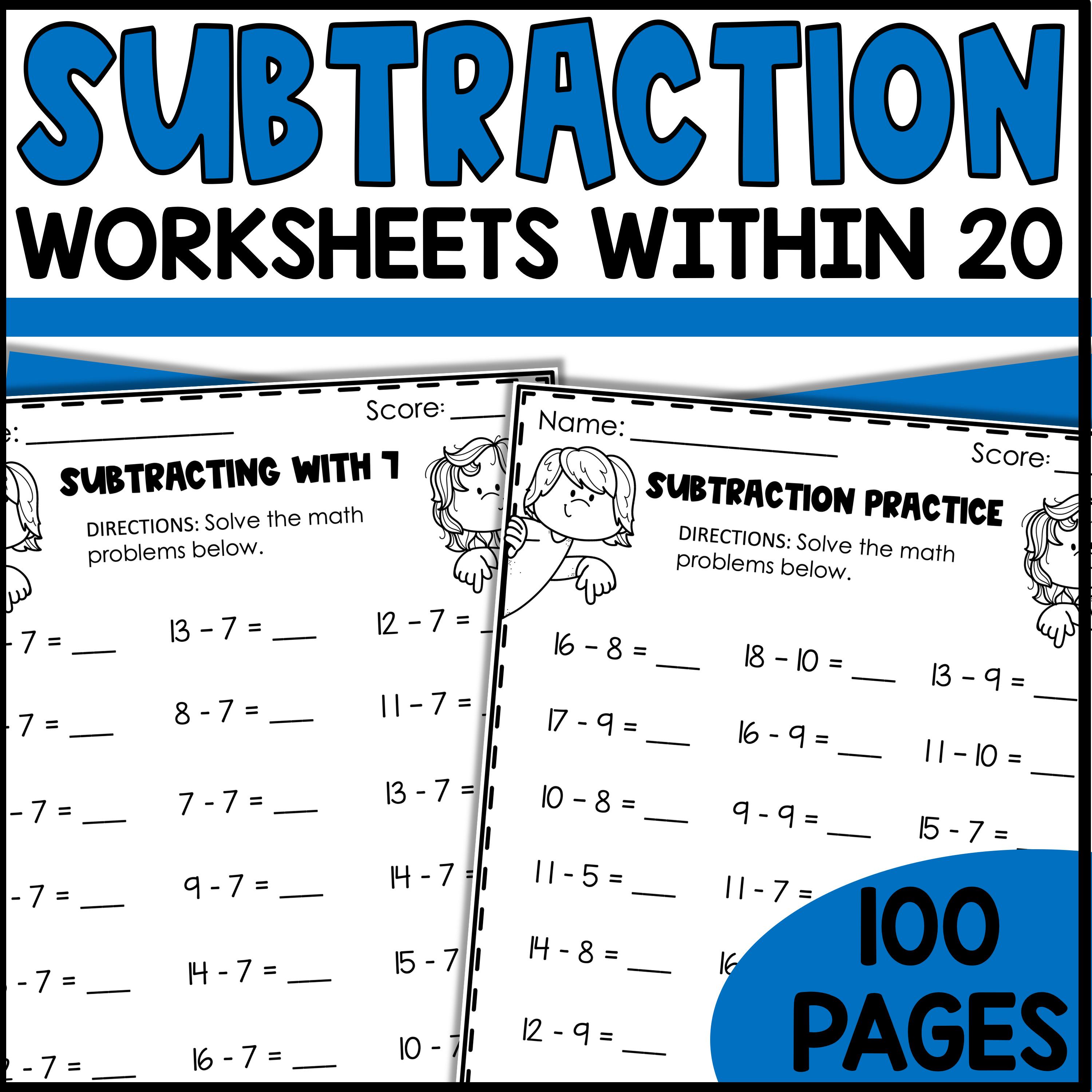 Subtraction 1st Grade Math Worksheets, Printable Activity Book ...