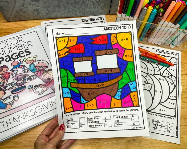 Thanksgiving Color by Number: Addition to 10 & 12 (PDF) - Etsy