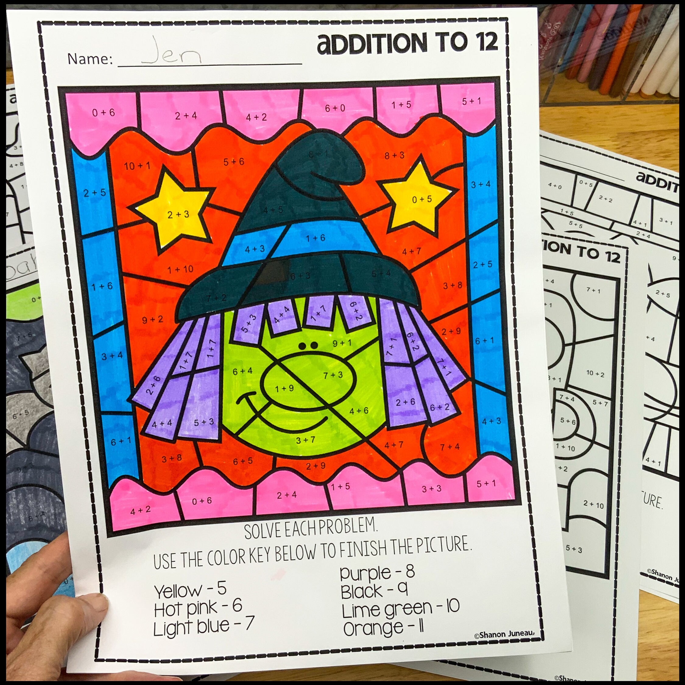 Halloween Addition to 12 Color by Number Worksheets Color by - Etsy