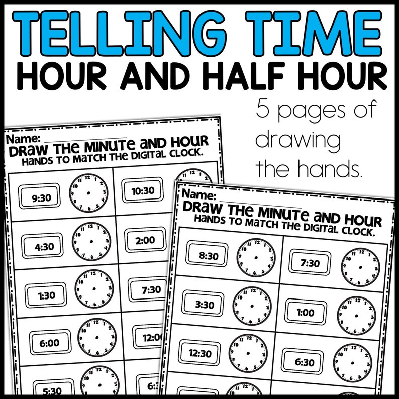 Telling Time Worksheets, Printable Activity Book, Homeschool Activities ...