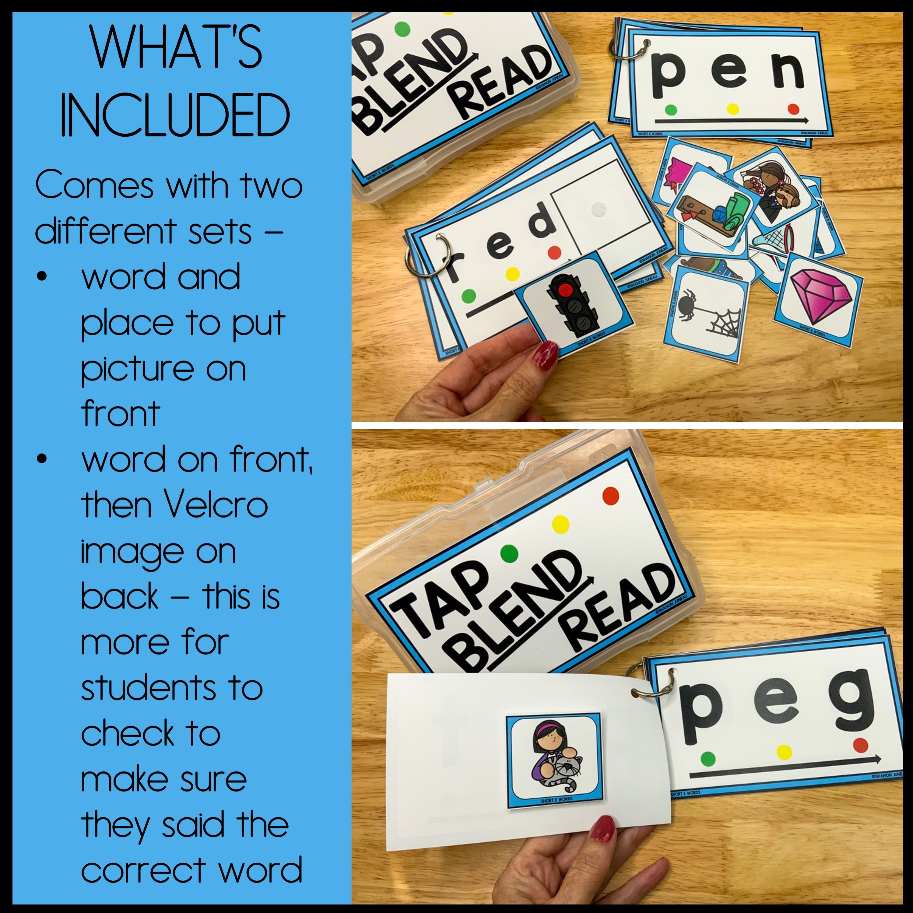 Short E CVC Word Flashcards: Phonics Literacy Center (digital Download ...