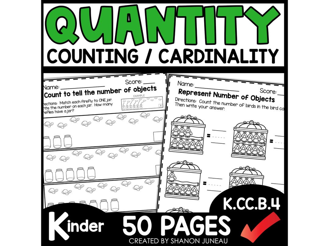 Kindergarten Math Worksheets: Counting & Cardinality Practice (PDF) - Etsy