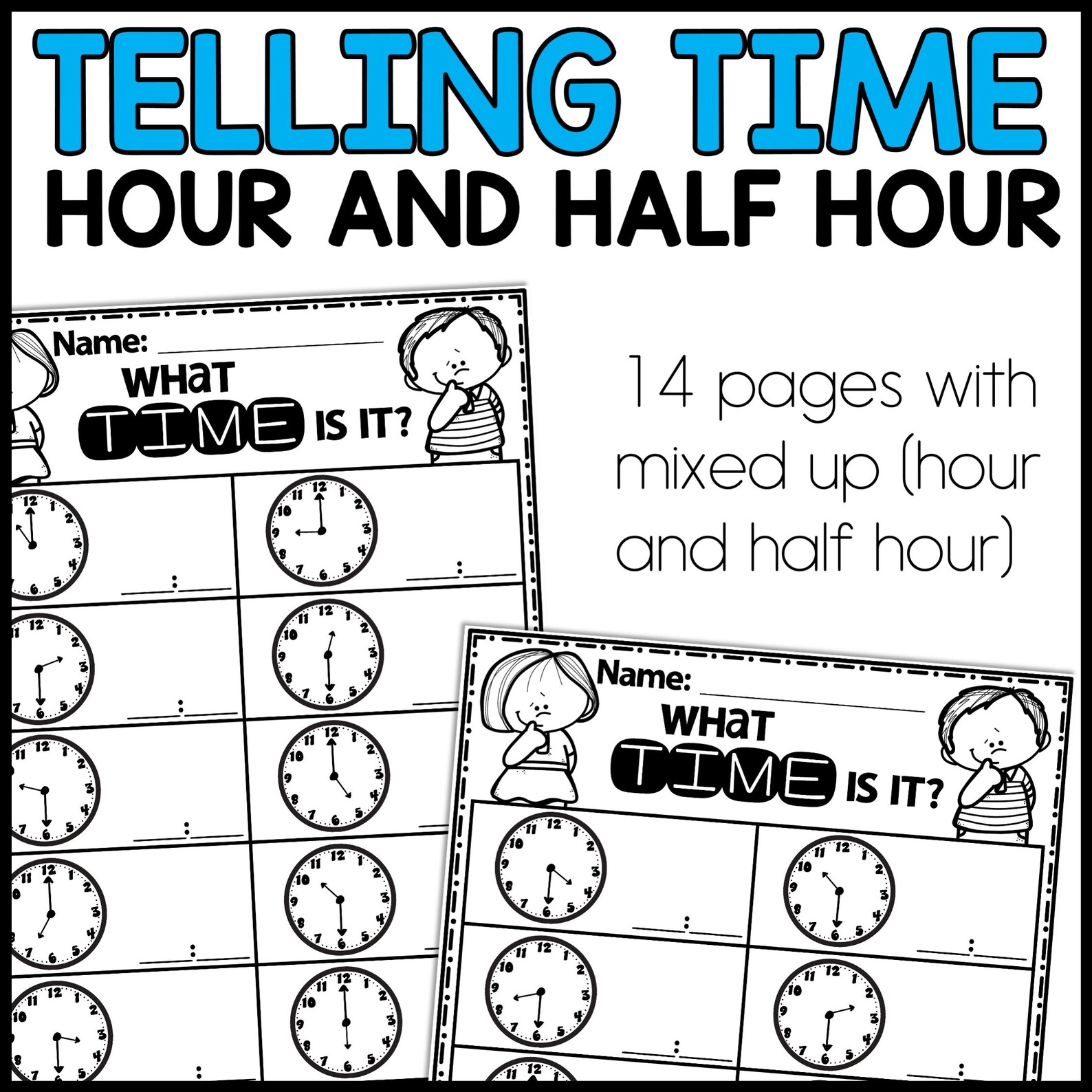 Telling Time Worksheets, Printable Activity Book, Homeschool Activities ...