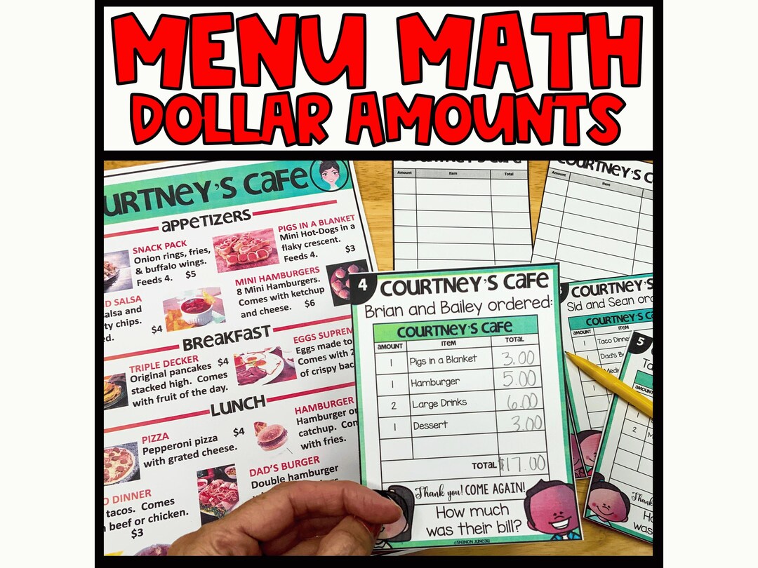 Menu Math Life Skills Activity: Whole Dollar Practice (digital Download ...
