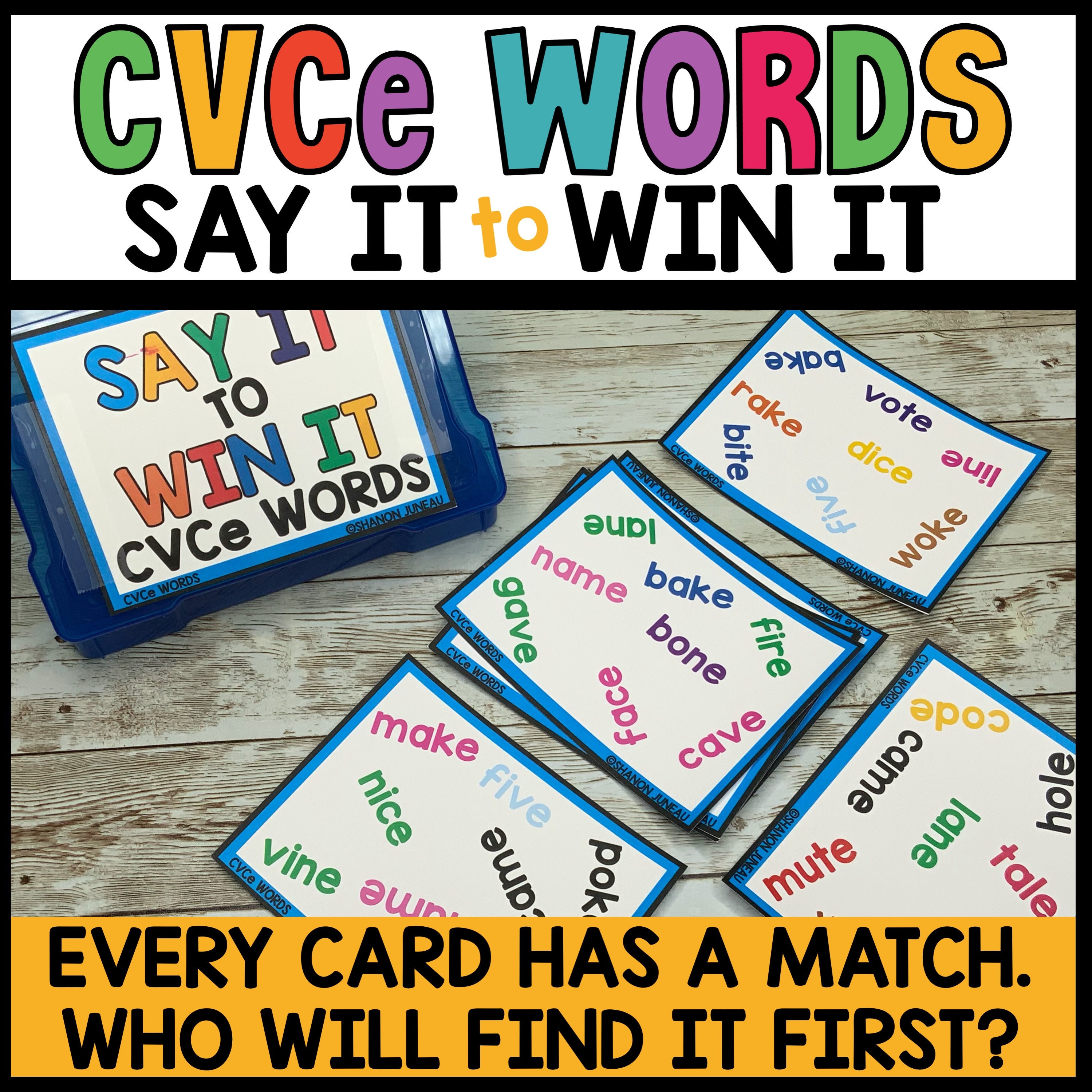 Magic E Word Game, Say It to Win It Games, Matching Cvce Card Set ...