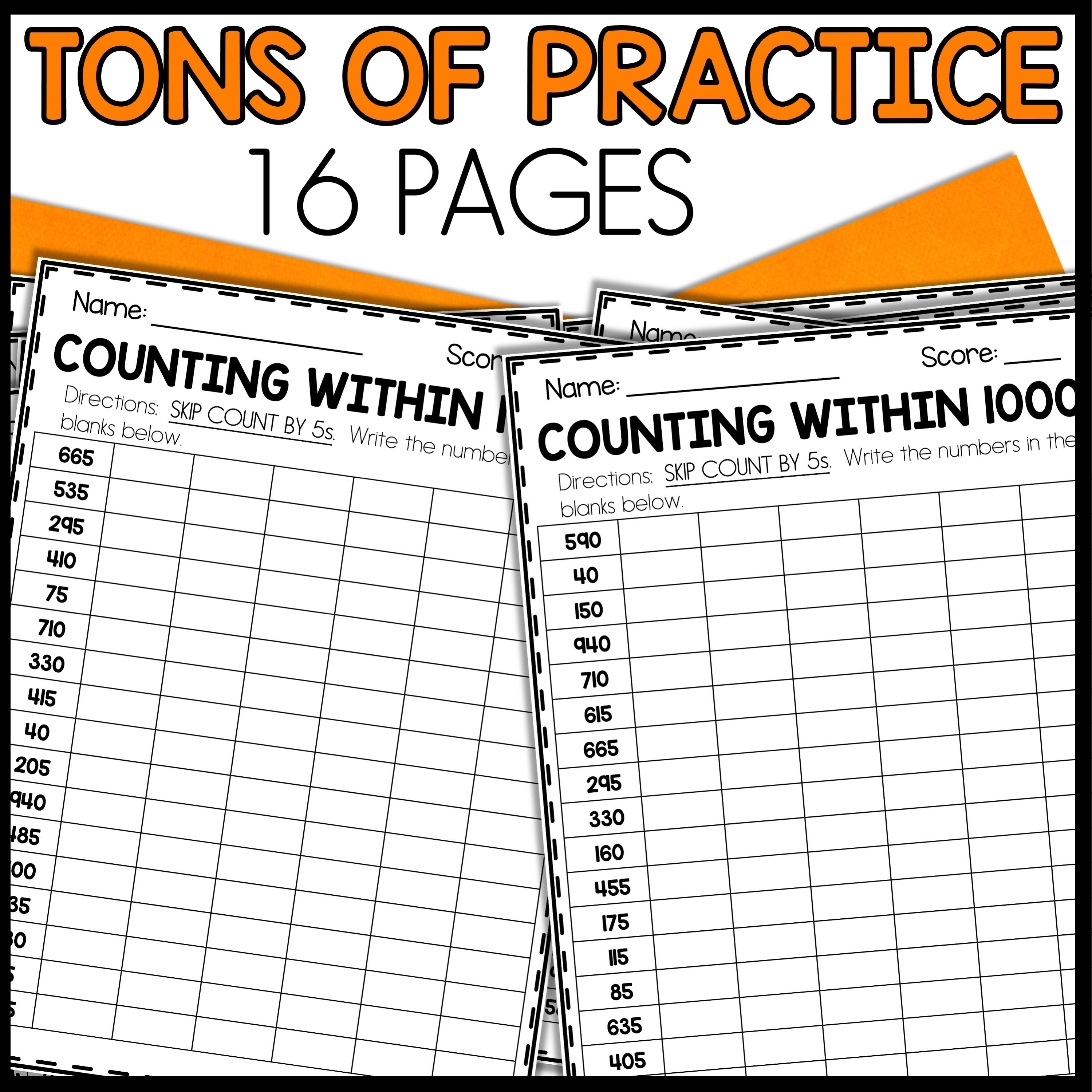 Skip Counting to 1000 Worksheets, Printable Activity Book, Homeschool ...
