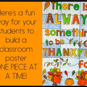 Thanksgiving Collaborative Poster for Elementary Students, Door Poster ...