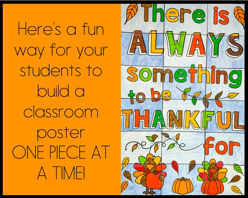 Thanksgiving Collaborative Poster for Elementary Students, Door Poster ...