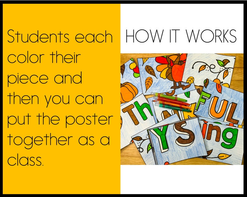 Thanksgiving Collaborative Poster for Elementary Students, Door Poster ...