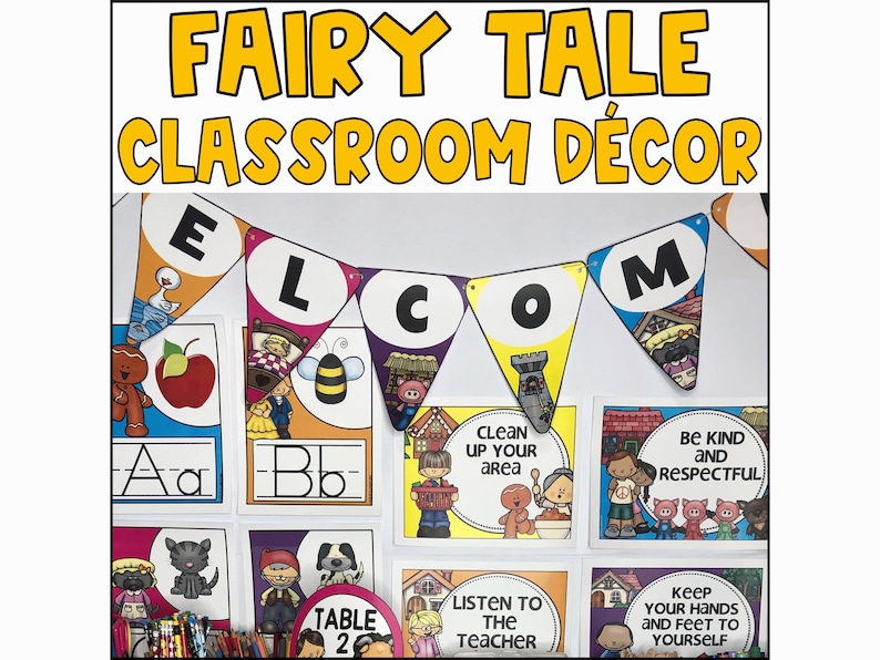 FAIRY TALE THEMED Classroom Decor Elementary, Alphabet Posters, Number ...