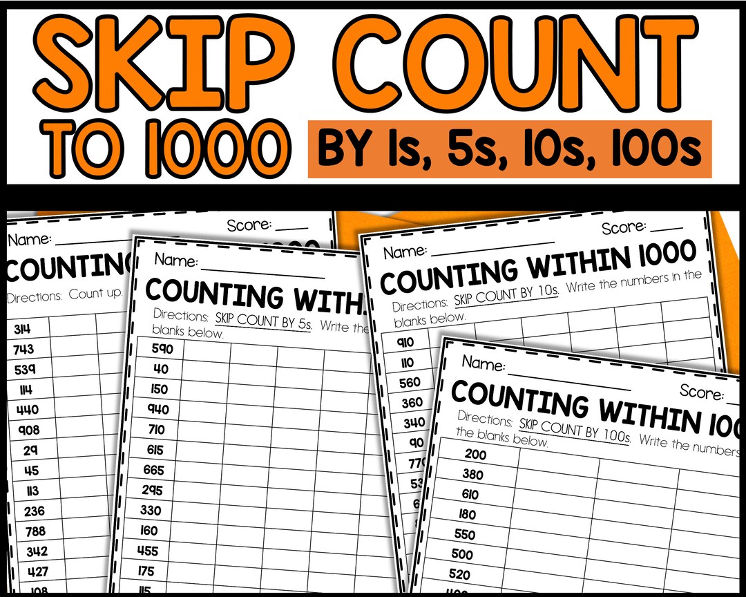Skip Counting to 1000 Worksheets, Printable Activity Book, Homeschool ...