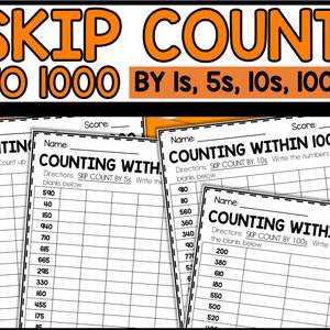Skip Counting to 1000 Worksheets, Printable Activity Book, Homeschool ...