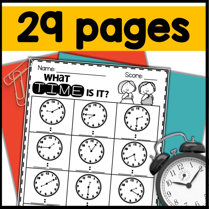 Telling Time Worksheets, 5 Minute Increments, Printable Activity Book ...
