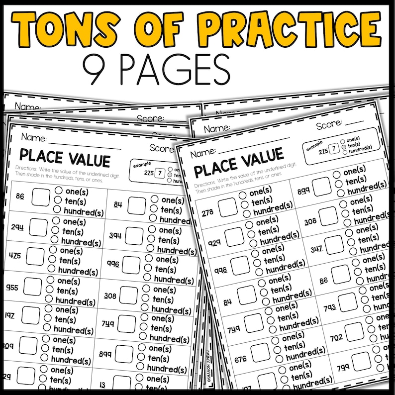 Place Value to 1000 Worksheets, Printable Activity Book, Homeschool ...