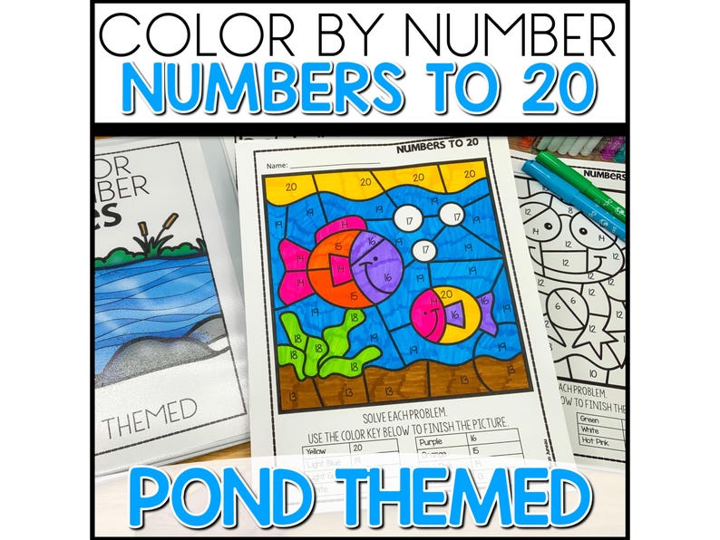 Pond Theme Color by Number: Math Worksheets (PDF) - Etsy