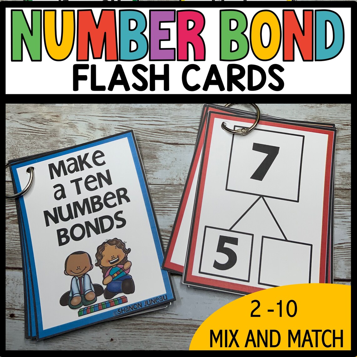 Number Bond Flash Cards, Math, Decomposing Numbers, Addition and ...