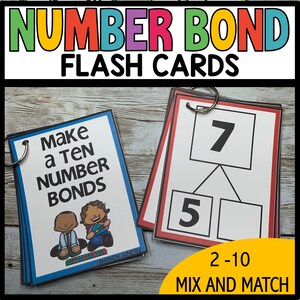 Number Bond Flash Cards, Math, Decomposing Numbers, Addition and ...