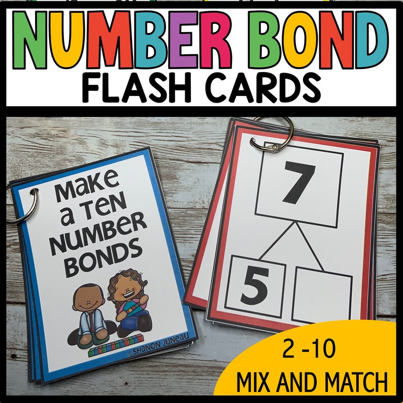 Number Bond Flash Cards, Math, Decomposing Numbers, Addition and ...