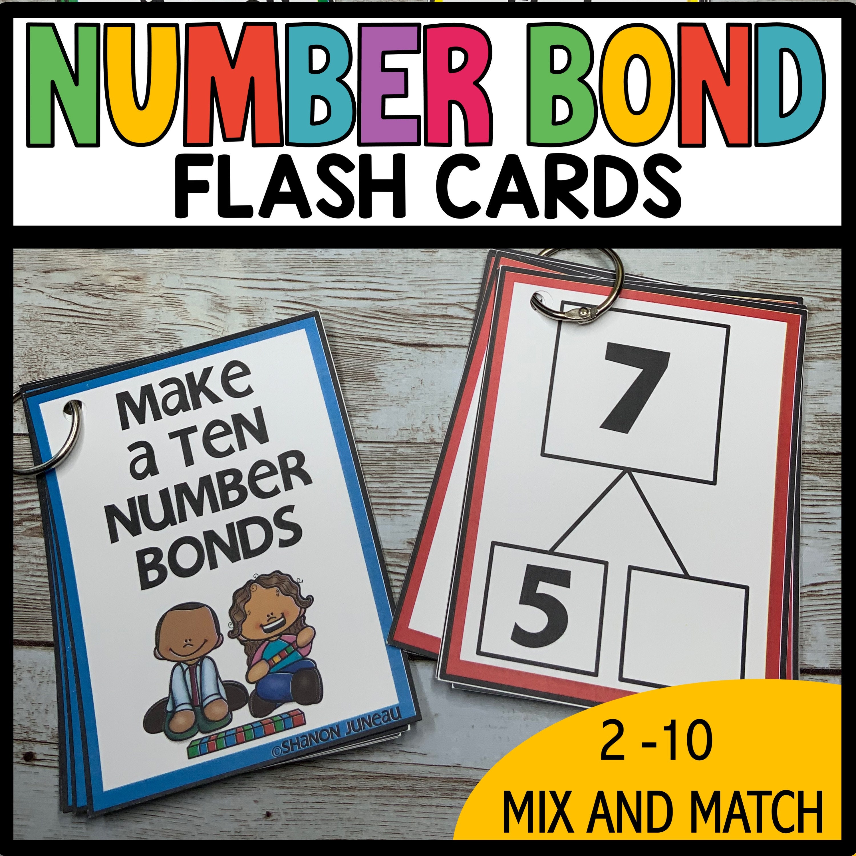 Number Bond Flash Cards, Math, Decomposing Numbers, Addition and ...