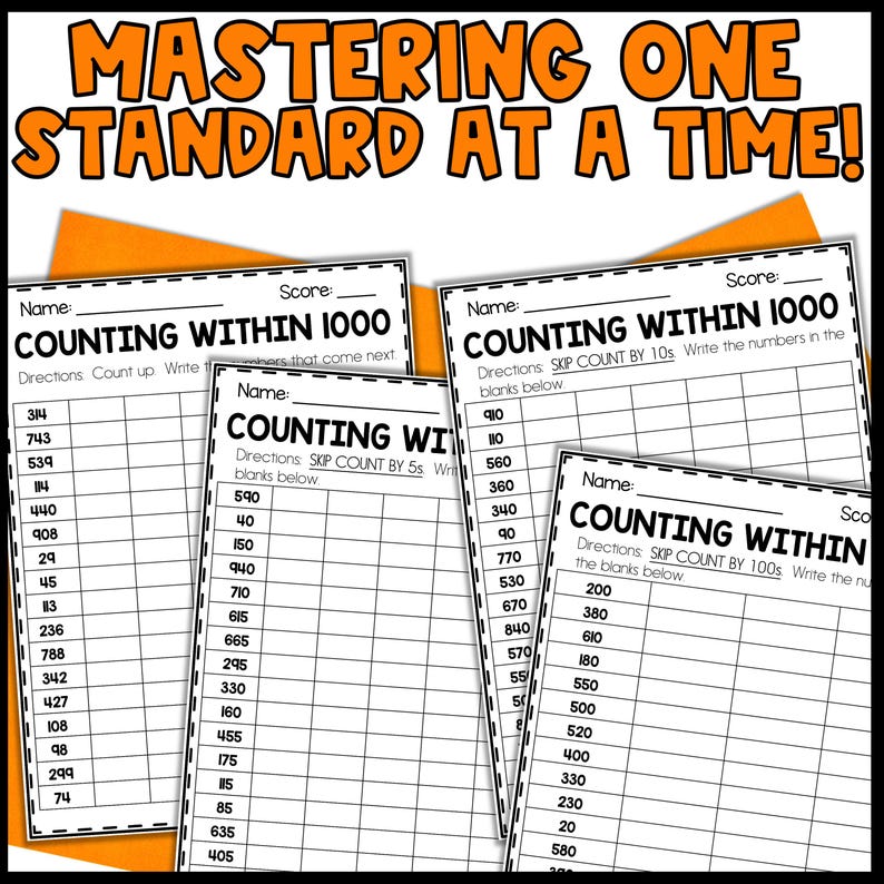 Skip Counting to 1000 Worksheets, Printable Activity Book, Homeschool ...