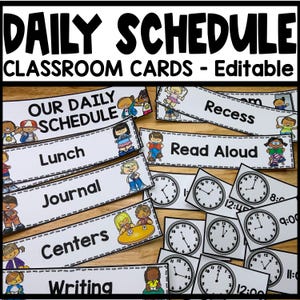 Editable Classroom Daily Schedule Cards: Visual Learning (digital File ...
