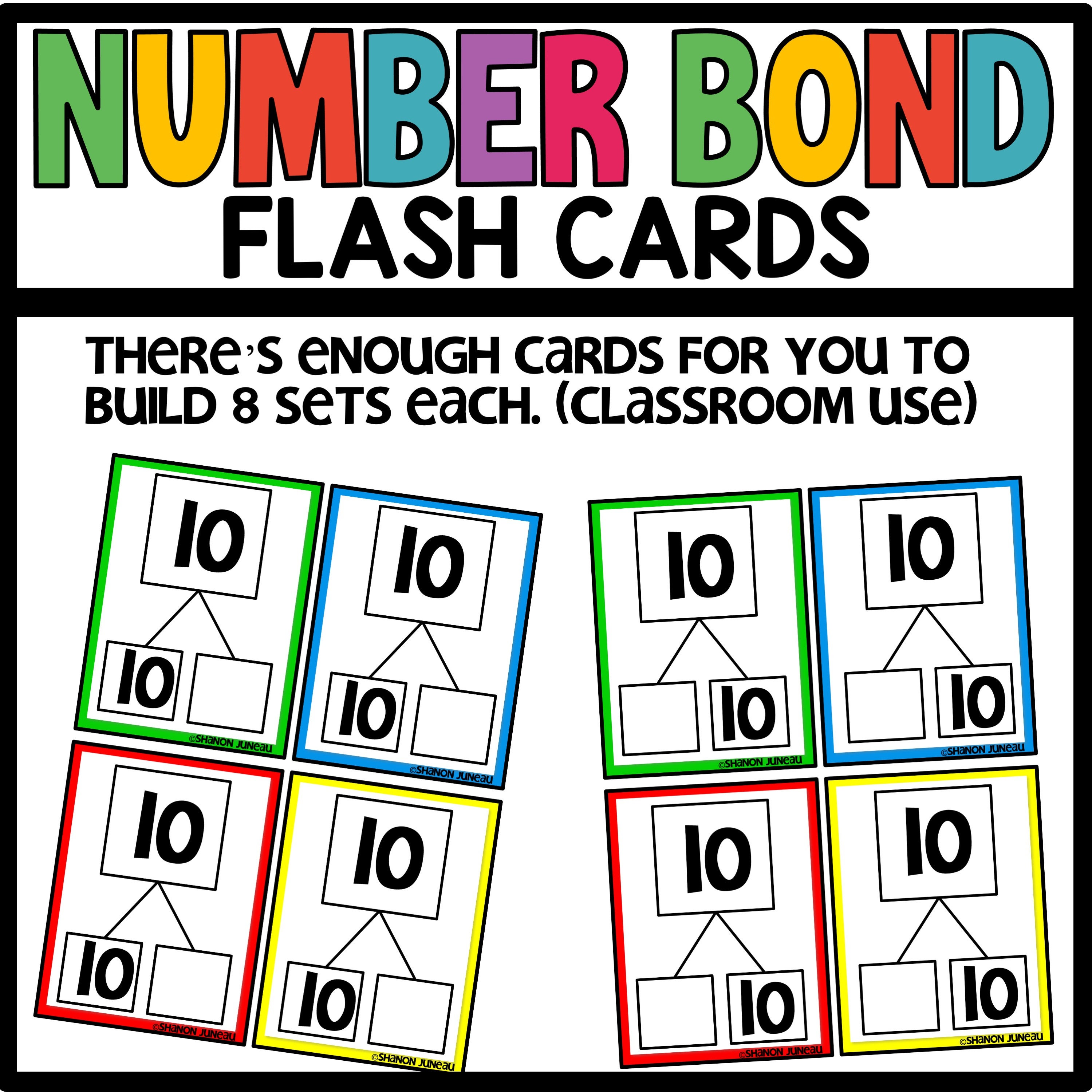 Number Bond Flash Cards, Math, Decomposing Numbers, Addition and ...