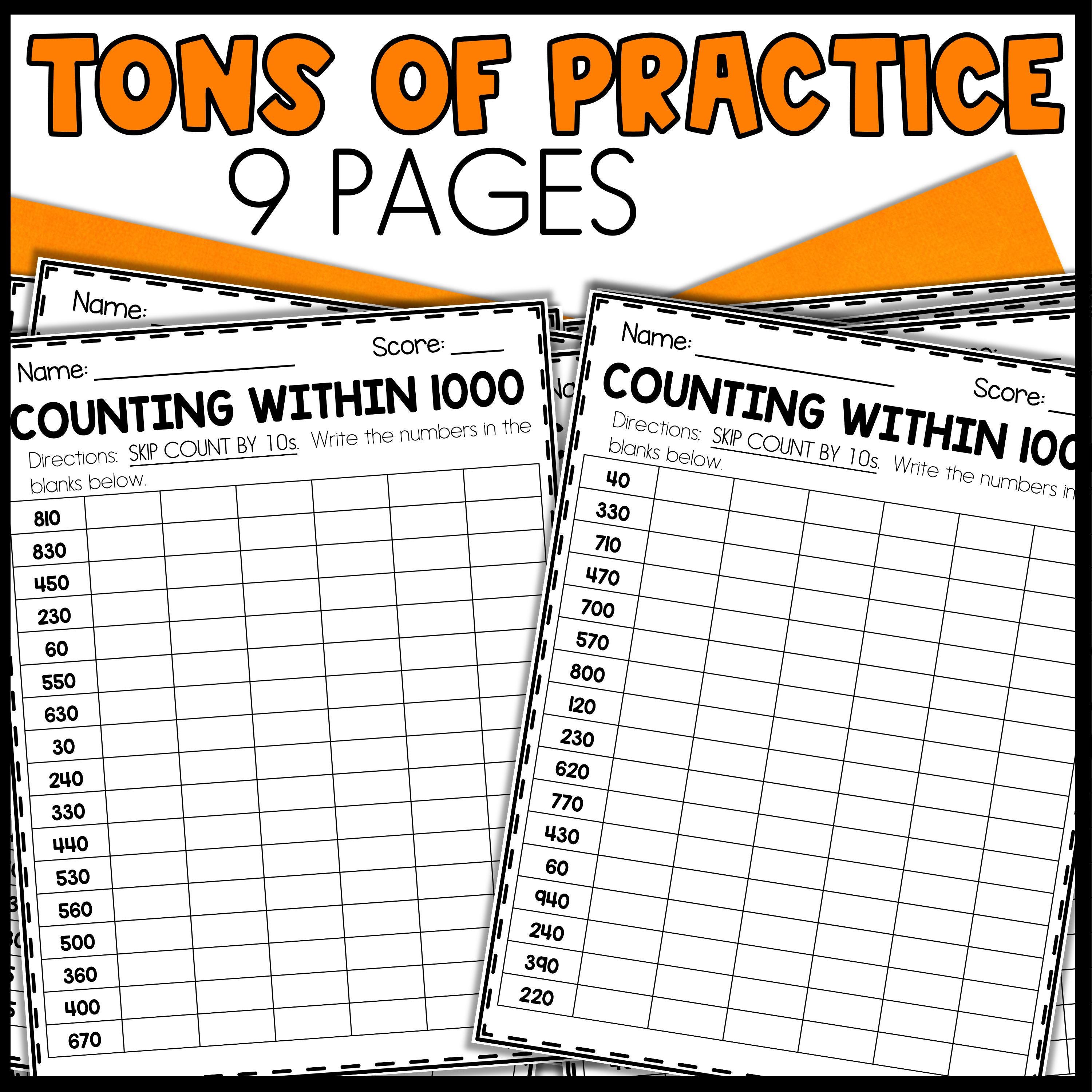 Skip Counting to 1000 Worksheets, Printable Activity Book, Homeschool ...