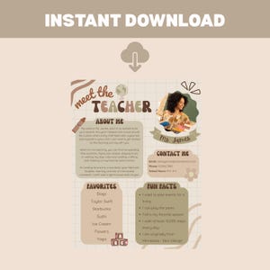 Meet the Teacher Template Boho Printable • Cute Classroom • Themed Back ...