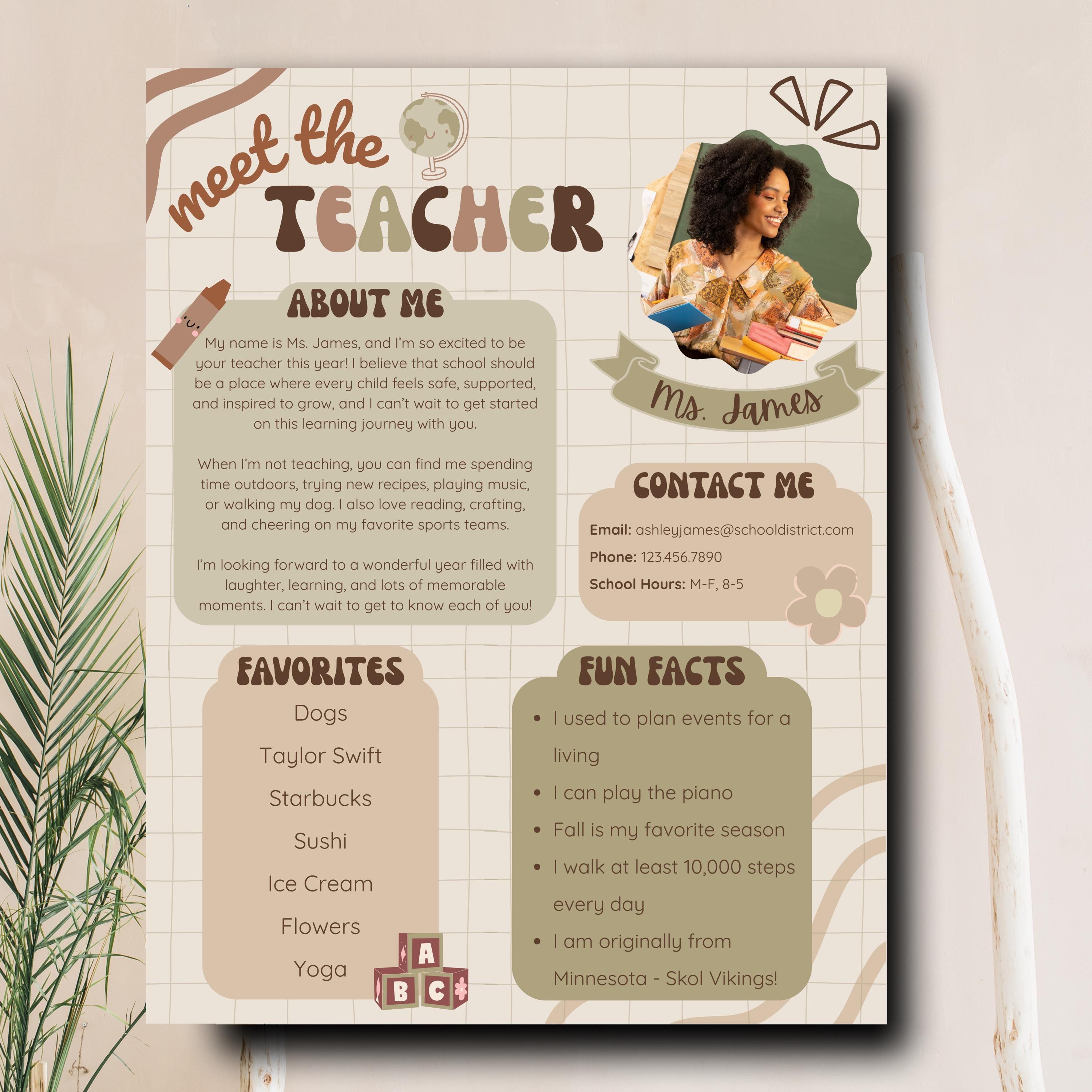 Meet the Teacher Template Boho Printable • Cute Classroom • Themed Back ...