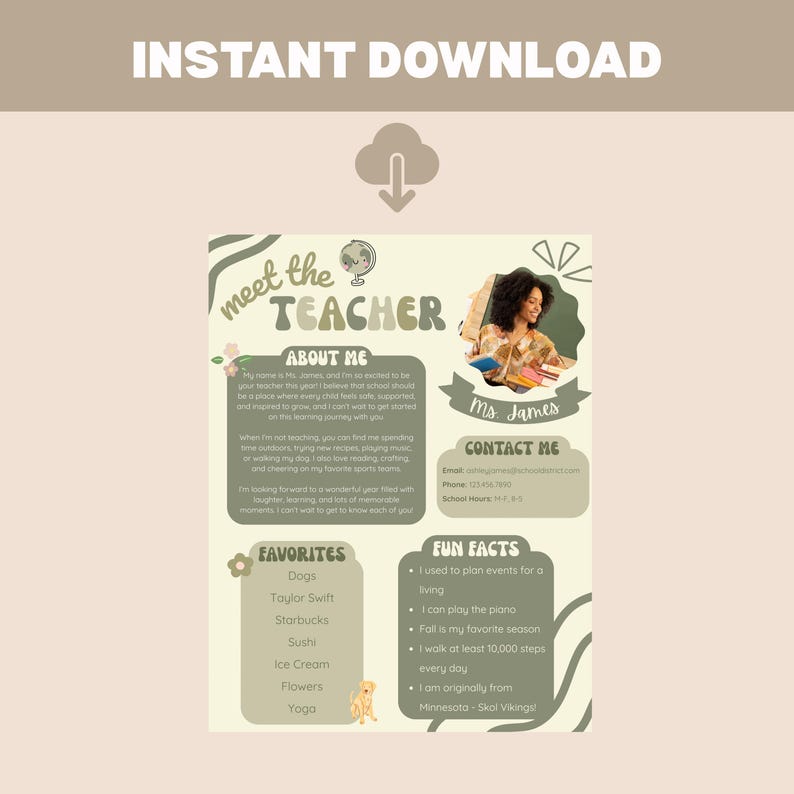 Meet the Teacher Template • All About My Teacher • Back to School ...