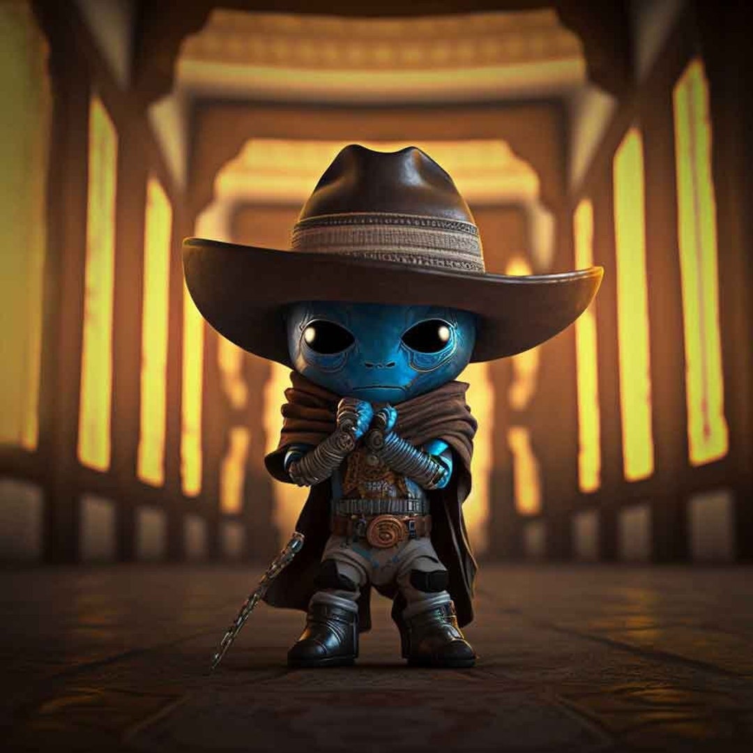 Cute Chibi Gunslinger Alien CB6 Wall Art AI Generated Art - Etsy