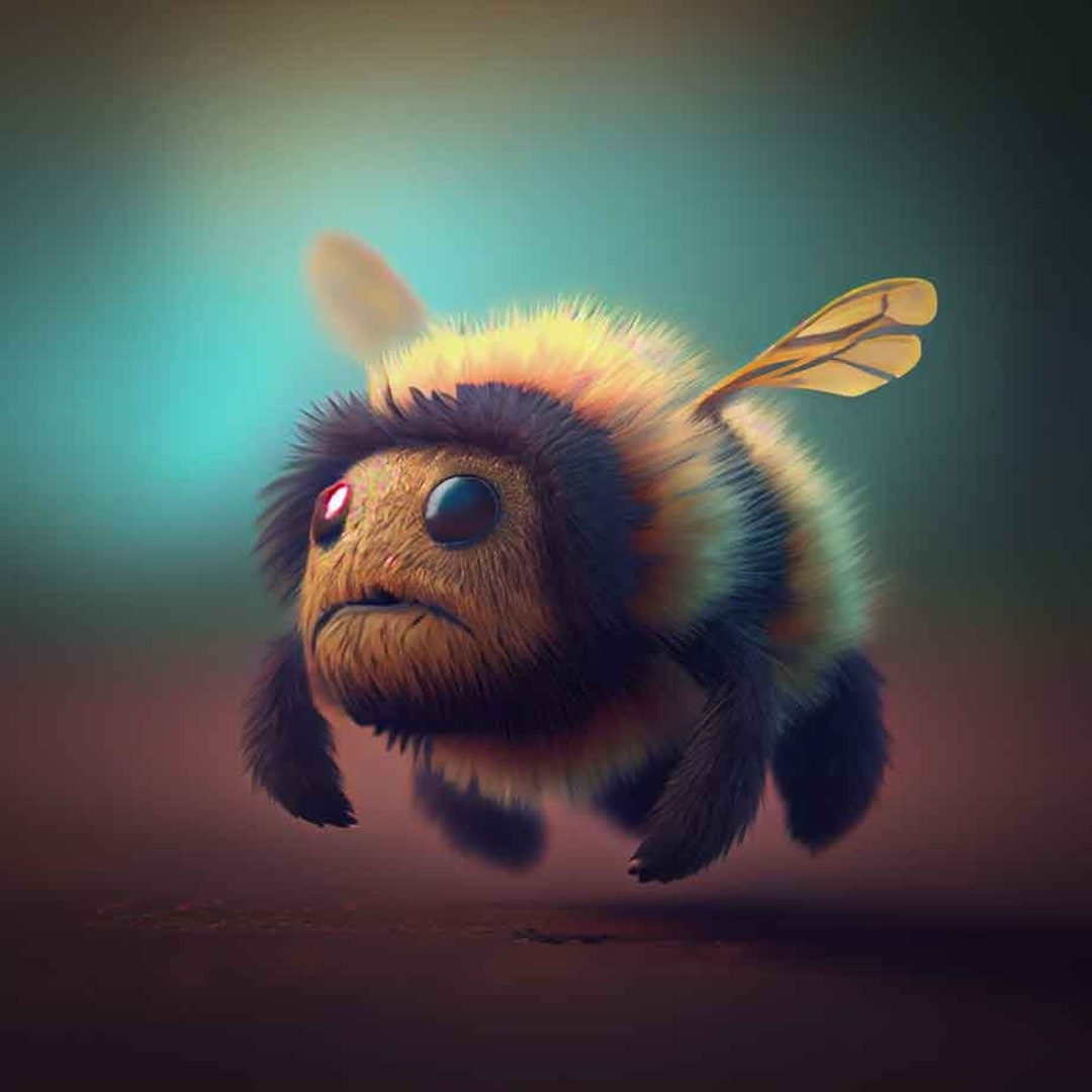 Cute Fluffy Bumble Bee 1 Wall Art AI Generated Art - Etsy