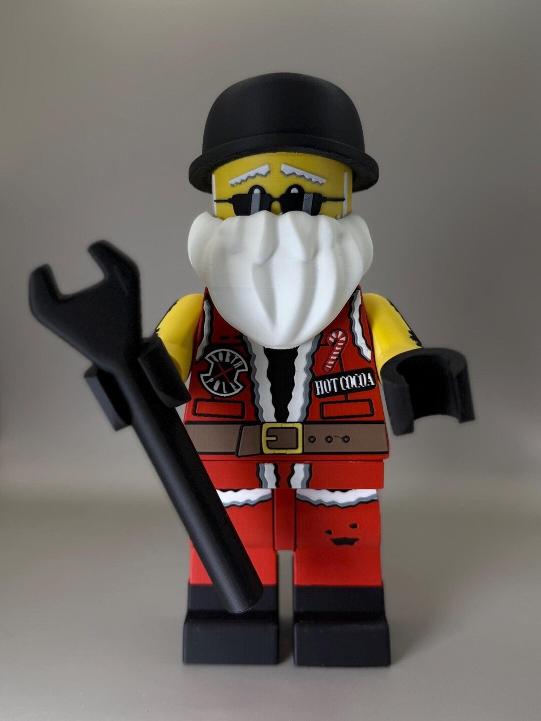 8in Biker Santa Brick Figure: Premium 3D Printed Megafigure Home ...