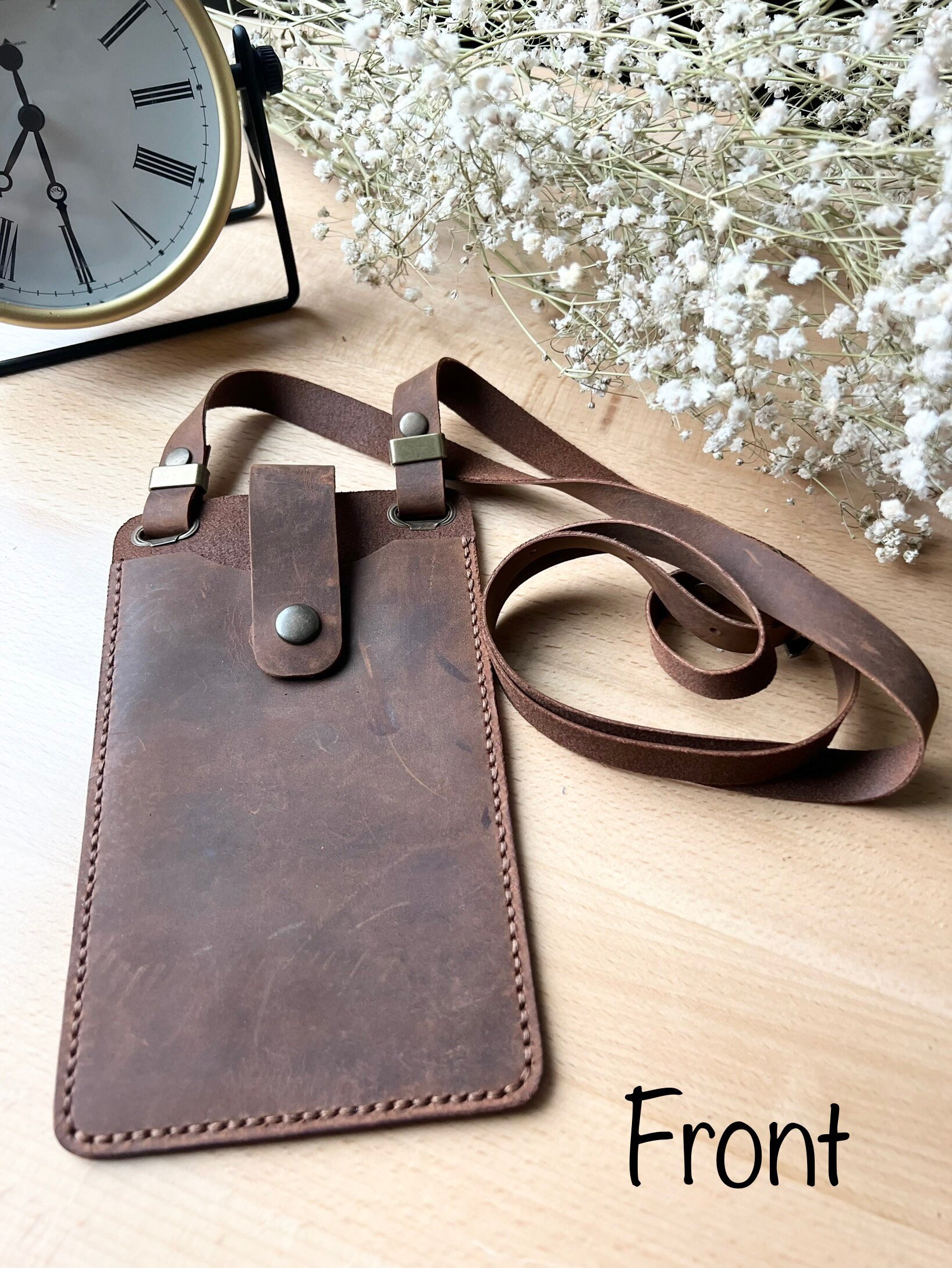 Leather Crossbody Phone Bag, Personalized Leather Phone Case Bag, Small ...
